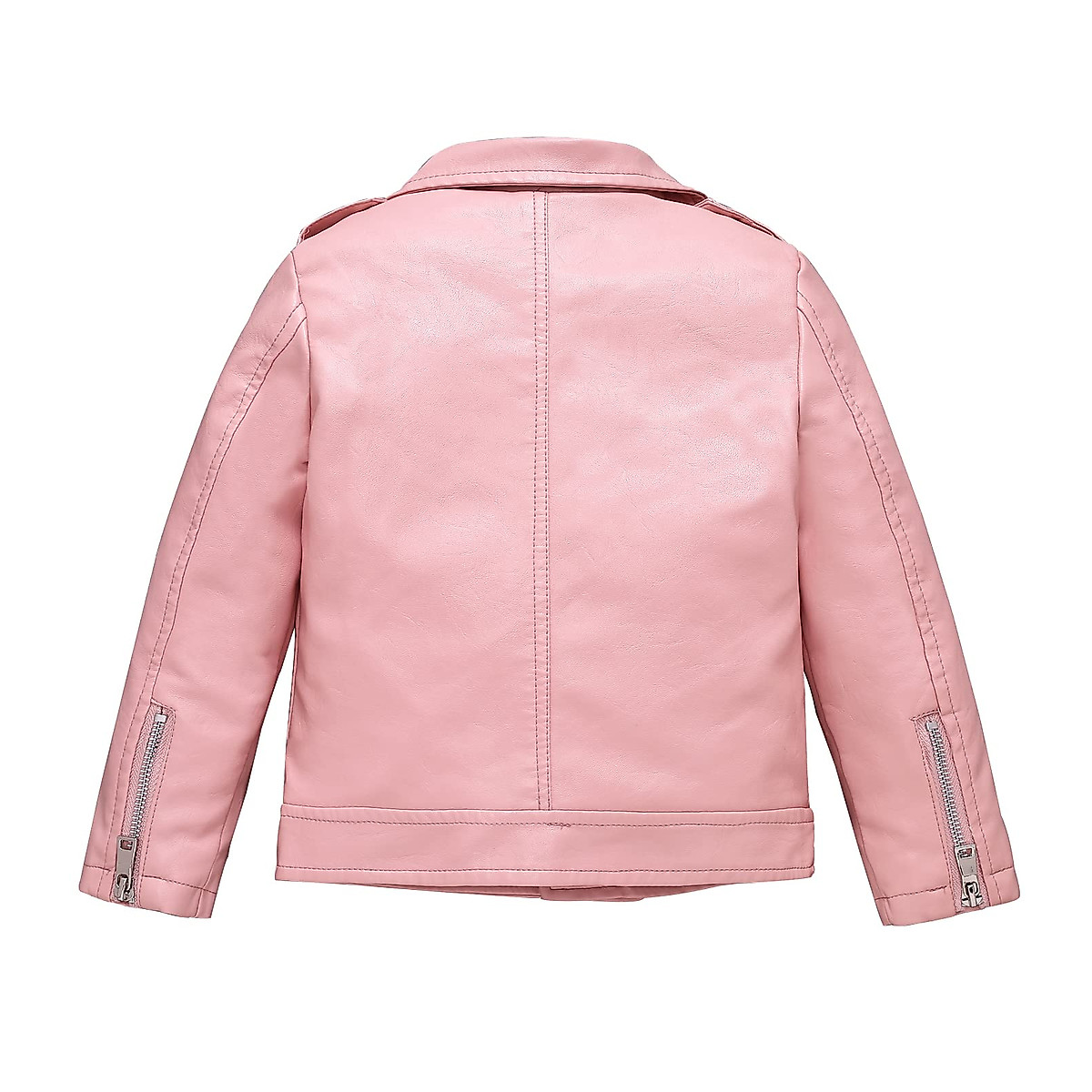 LOKTARC Boys Girls Faux Leather Jacket for Kids Motorcycle Biker Leather Jackets Pink 7-8 Years/Size 140