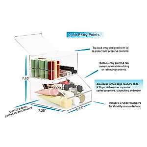 IneVibe First Aid Storage Holder - 2 Compartment Acrylic Container w/Lids for Storing Packets of Alcohol Wipes, Bandages, Ointment, Burn Cream, Gauze Pads for Bathroom, Kitchen & Retail Dispensing