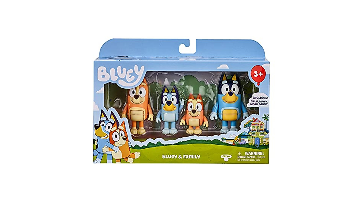 Bluey Family 4-Pack Poseable Figures for Kids – Realistic Play