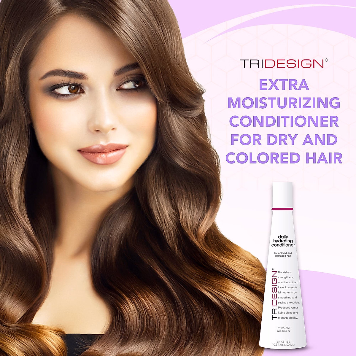 TRI Design Hydrating Conditioner for Women - Extra Moisturizing, Restorative Conditioner for Dry, Damaged, and Colored Hair - Adds Luminous Volume and Healthy Shine - 10.5 Fluid Oz