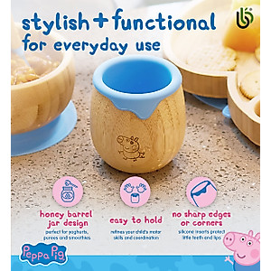Peppa Pig Toddler Cup for Kids – 150ml Bamboo Cup for Baby with Silicone Liner | Transition Sippy Cup | Snack Cup | Ideal for Baby-Led Weaning | Promotes Drinking and Oral Motor Skills