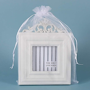HRX Package 100pcs Large Organza Bags White, 8 x 12 inch Mesh Gift Drawstring Pouches Goodie Bags for Christmas Shower Party Favors Samples