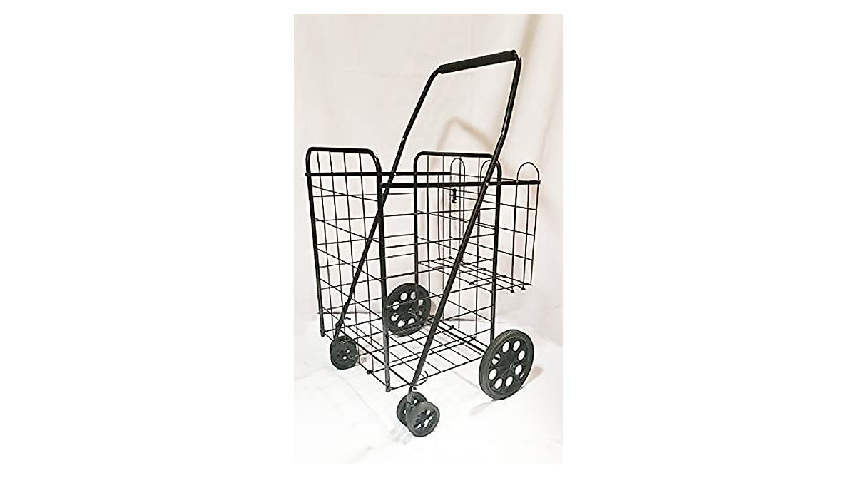PrimeTrendz Jumbo Shopping Cart - Double Basket & Swivel Wheels