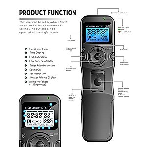 Digital Timer Remote Shutter Release Trigger Intervalometer for Canon EOS Rebel T6 T7 80D 70D 60D 60Da 77D T7i T6i T6s SL2 SL1 T5 T3 T5i T4i T3i T2i EOS R M6 M5 Cameras…