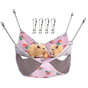 Skyeasure Small Animal Hammock, Pet Hanging Hammock, Pet Guinea Pig Rat Cage Hammock Soft Bunkbed Hanging Bed Napping Bed Sleep Nap Sack ​for Ferret Hamster Chinchilla Squirrel