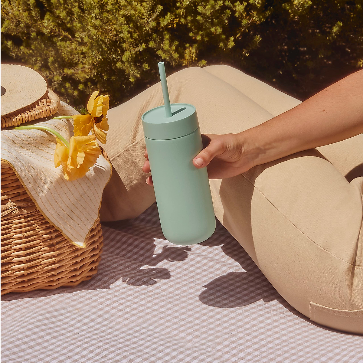 Fellow 16 oz Carter Cold Travel Mug for Water, Iced Tea, Coffee, Smoothies, Iced Coffee & more - Stainless Steel Vacuum-Insulated Iced Coffee tumbler with Spill Resistant lid and straw - Peri Twinkle