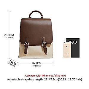LAORENTOU Cowhide Leather Backpacks for Women Small Backpack Purse Convertable Straps Daypack Valentines Day (02 White, One Size)