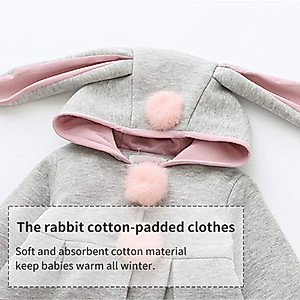 CoKate Infant Baby Girl Fall Winter Hooded Coat Sweet Rabbit Jackets Outerwear (Grey, 12-18 Months)