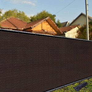 iCover 4x12ft Fence Privacy Screen, Heavy Duty Privacy Fence Screen, Outdoor Shade Cloth Mesh Barrier, Reinforced Bindings and Brass Grommets, Cable Zip Ties Included, Brown