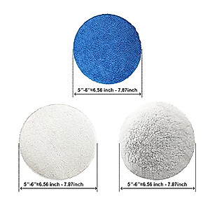 Car Polishing Pad Bonnets 5-6 Inch, 8 Pcs Soft Microfiber Bonnet Buffing Pad Covers, 4 Pcs Woolen Waxing Pads/Polyester Cotton Wax Applicator (White, Dark Blue)