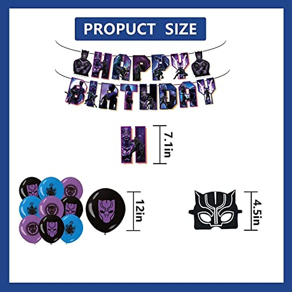 Black Party Supplies for Boys, Movies Theme Party Decorations Include Happy Birthday Banner, Hanging Swirls, Balloons, Cake Toppers, Cupcake Toppers, Sticker, Eye Mask, Tablecloth, Plate, Movies Themed Party Favor for Kids Fans