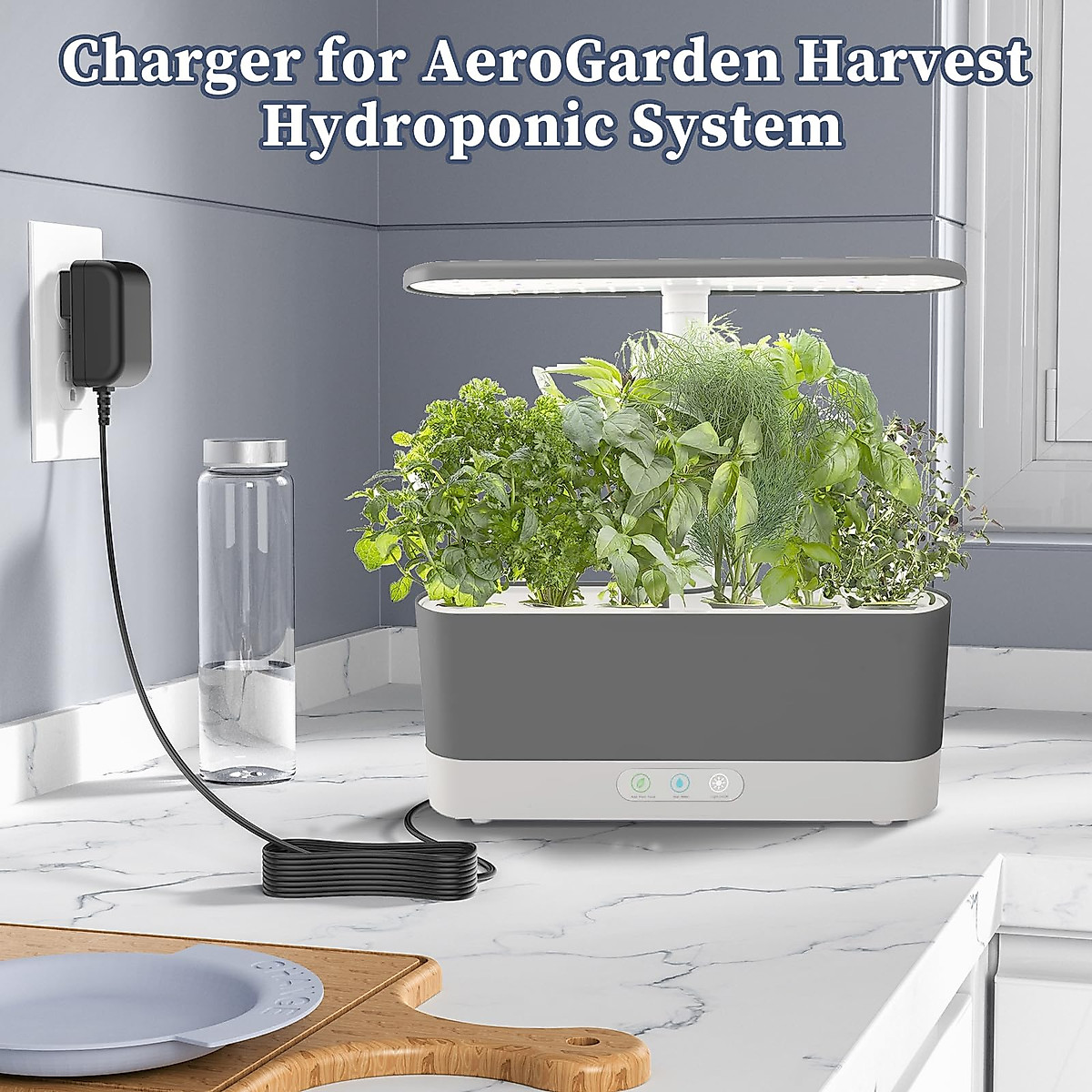 DONYOIE 12V Charger for AeroGarden Harvest 360 Slim Elite 100690-BLK 100691 100692-BLK 100693-PPL 100694-BLK 100695-PPL Power Cord Replacement AC Adapter DC Adaptor Supply