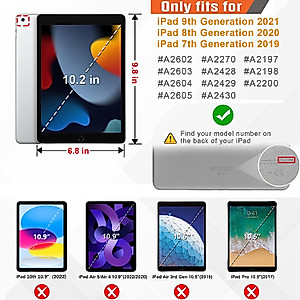 LX-SUNCX for iPad 10.2 Case 9th Generation 2021 / 8th Gen 2020 / 7th 2019,Shockproof Kids Case with Screen Protector,Rotating Stand/Pencil Holder/Shoulder Strap for iPad 10.2 Inch - Colourful Pink