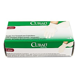 Curad Powder-Free Latex Exam Gloves, Large, 100 Count
