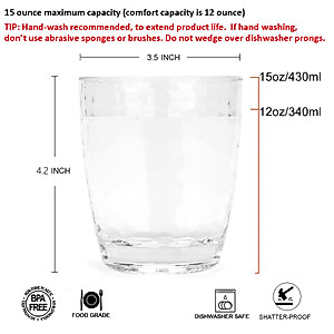 Hammered 15-ounce and 26-ounce Plastic Tumbler Acrylic Glasses, set of 8 Clear