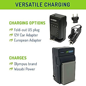 Wasabi Power Battery (2-Pack) and Charger for Olympus BLN-1, BCN-1 and Olympus OM-D E-M1, OM-D E-M5, PEN E-P5