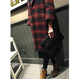 Van Caro Oversized Leather Crocodile Clutch Envelope Purse Evening Handbag for Women, Black