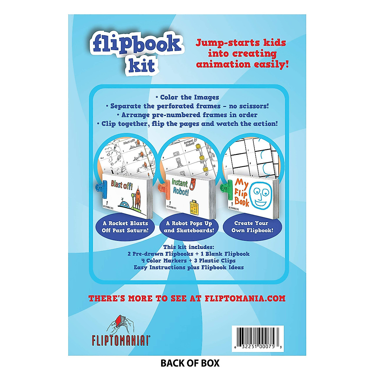 Fliptomania Bundle of 3 Flipbook Kits for Kids - Rocket & Robot, Frog and Butterfly, Dinosaurs - Save 15%