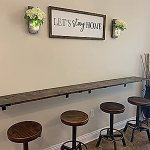 BOKKOLIK Farmhouse 3 Pieces Bar Table Set with Chairs for Kitchen Pub Coffee Shop Industrial Bistro Table and Bar Stools Dining Room