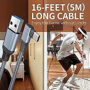 BWWNBY Travel Fast Charging Durable Link Cable Portable Gaming PC for Oculus Quest 2(Gray,Size:5m)