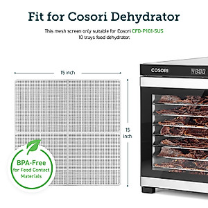 COSORI Food Dehydrator Accessories, Plastic Mesh Screens for 10 Tray CFD-P101-SUS and Other Models, BPA-Free, CFD-MS102-WUS, 2 Pack