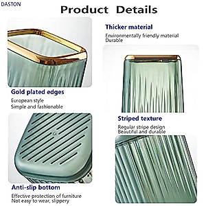 DASITON Makeup Brush Holder Organizer, Square Green Cosmetic Container Storage Holder , Vintage Stripe Make Up Brush Cup