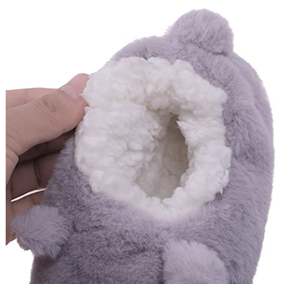 SDBING Toddler Boys Girls House Slippers Soft Cozy Fuzzy Non-Slip Winter Indoor Warm Shoes for Baby (18-24 Months, Gray Owl)
