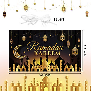 WATINC Ramadan Mubarak Backdrop Banner XtraLarge Eid Arabian Nights Moon Stars Ramadan Kareem Background Banner Party Decorations Supplies Photo Booth for Wall Home Indoor Outdoor 79 X 45 Inch