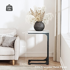 QEEIG C Table Side Table Set of 2 Living Room Sets C Shaped Couch Tray End Tables Modern, Black and White (017-30WB)