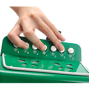 PowerTRC Kids Accordion, Musical Instruments for Kids Ages 9-12, Beginner Toddlers Children Mini Toy Accordian 10 Keys Button Control Light Weight (Green)