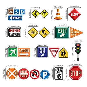 wondever 25 Pieces Traffic Road Signs Wall Stickers Stop Street Transportation Signs Peel and Stick Wall Art Decals for Kids Bedroom Classroom Playroom