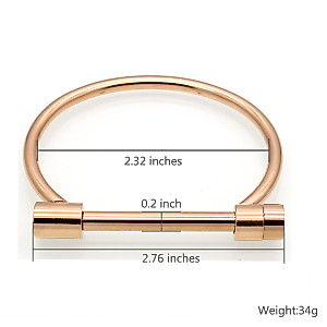 ANBALA Stylish Titanium Steel D Shape Bar Screw and Shackle Cuff Bangle Bracelet for Unisex, Rose Gold,Flat Head Screw