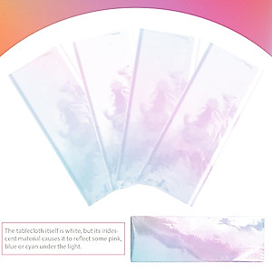 2 Pieces Iridescence White Tablecloth, 40 x 108“ Disposable Shiny Laser Table Cloth, Glitter Plastic Tablecloths, Holographic Iridescent Table Cover for Party Decoration, Wedding and Banquet