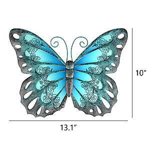 Tfro & Cile Metal Turtle Wall Decor Bathroom Glass Art Iron Sculpture Outdoor Blue Hanging Decoration for Home Bedroom Garden Patio Porch or Fence