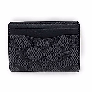 Coach Men's Magnetic Leather, Card Case, Qb/Charcoal, Small