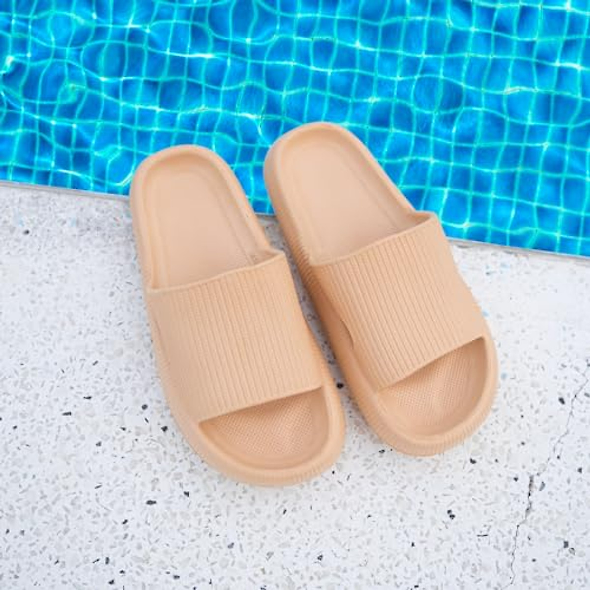 SUMMERJOY Cloud Slides for Women and Men, Soft Cloud Slippers, Massage Black Bubble Slides Easy Clean Thick Sole Non-slip Pillow Slippers, Shower, Swimming, Beach, Indoor and Outdoor Pillow Slides