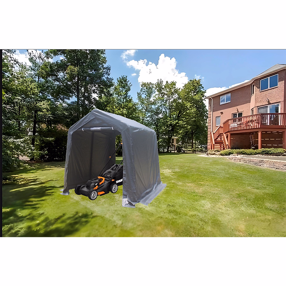 7x12ft Heavy Duty Outdoor Portable Garage Ventilated Canopy carports/Pool Canopy/Portable Outdoor Tent with All-Season Tarp (7x12ft Grey)