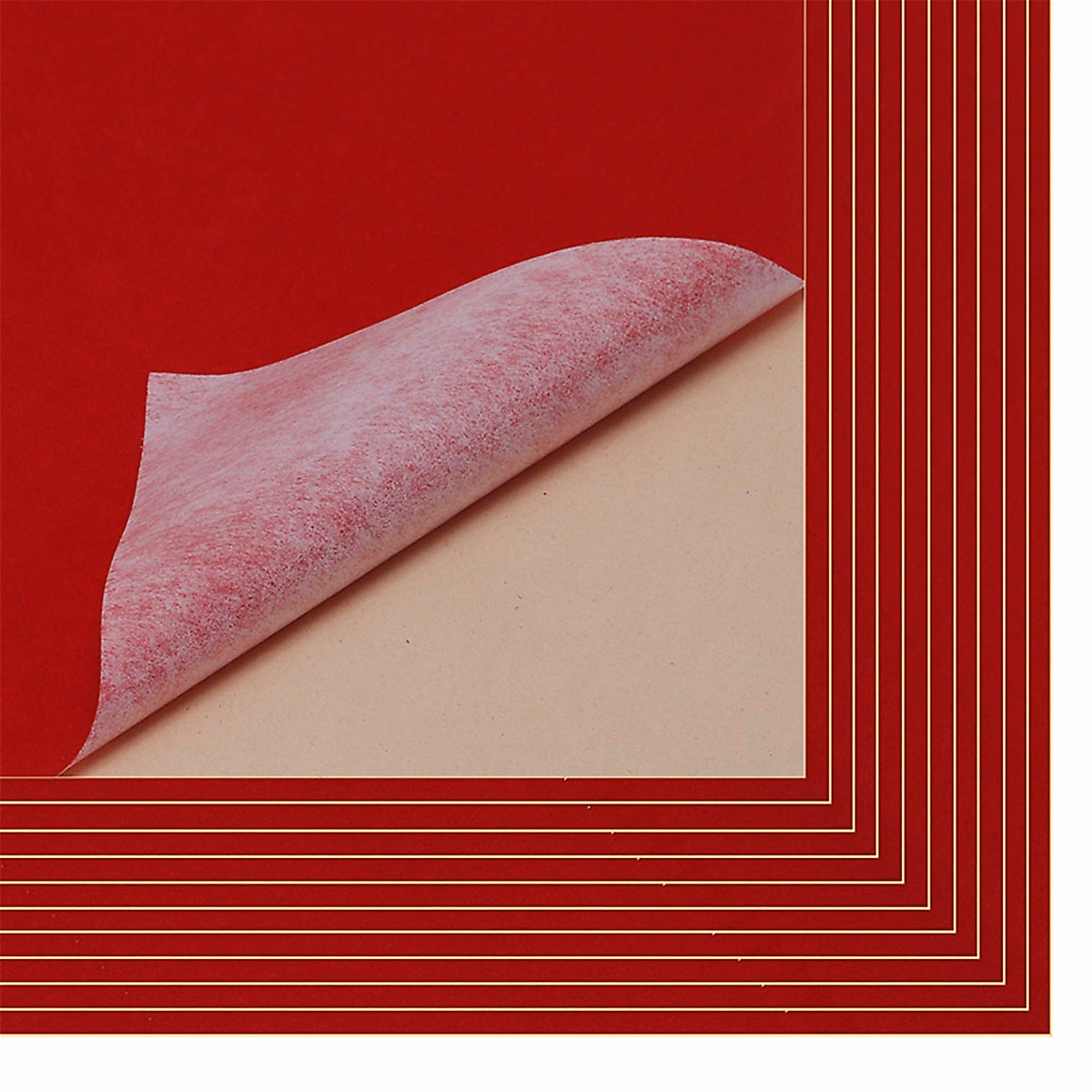 YaoHui 3PCS Self Adhesive Felt Sheet, Felt Sheets with Adhesive Backing, Peel and Stick Felt Sheets Adhesive Backed, A4 Size Felt Adhesive Sheet (8.3" x 11.8", Red)