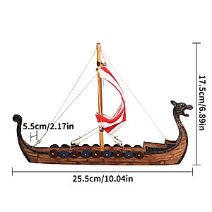 Haokaini Traditional Chinese Dragon Head Pirate Sailboat Resin Crafted Boat Model Viking Pirate Ship Art Craft Boat Ofiice Decoration