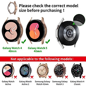 Shesyuki Luxury Genuine Watch Band with Case Compatible with Samsung Galaxy Watch 4&5 40mm 44mm，20mm Band with Glitter Screen Protector Case,Metal D-Shape Leather watch strap for Women