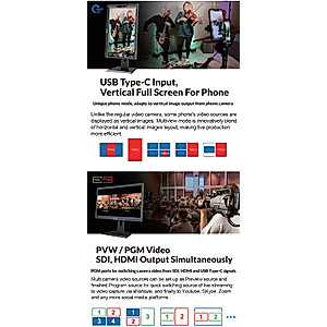 LILLIPUT Lilliput Live Stream Monitor 21.5 inch Quad Split Multi View IPS 1920x1080 HDMI 3G-SDI PVM220S Type-C Input Video Assist