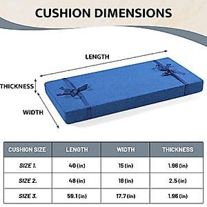 mudilun Bench Cushion 40 inch Bench Cushions for Indoor Furniture with Ties Patio Furniture Cushions for Window Piano Shoe Garden Chair Pads