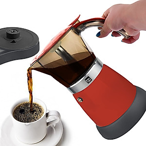 Bene Casa Red Portable Electric Espresso Maker 3 or 6 Cups/Cafetera Roja Portable Electrica Espresso de 3 o 6 Tasas