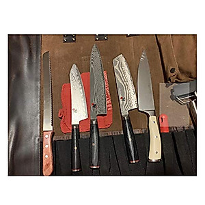 Leather Knife Roll | Leather Knife Case | Leather Knife Roll for Chef | Chef Knife Roll | Leather Knife Roll Bag | Kitchen Knife Case (Brown)