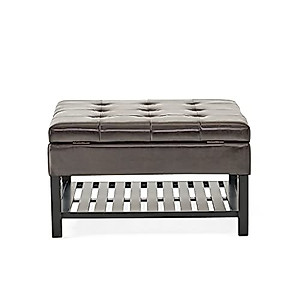 Christopher Knight Home Miriam Ottoman with Storage and Bottom Rack, Brown