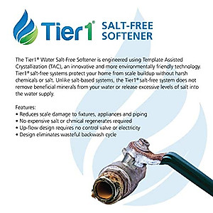 Tier1 Salt-Free Whole House Water Softener System 1-3 Bathrooms - Eco Series