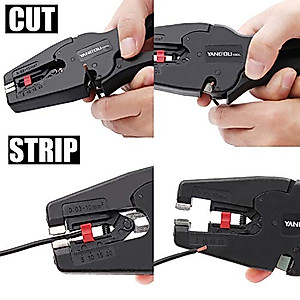 Yangoutool Automatic Wire Stripper and Cutter 2 in 1 Auto Distance Positioning Stripping Tool for Electrician Unversal Handheld Electric Wiring Quick Cable Cutter AWG 7-32 0.25-0.75 Inches