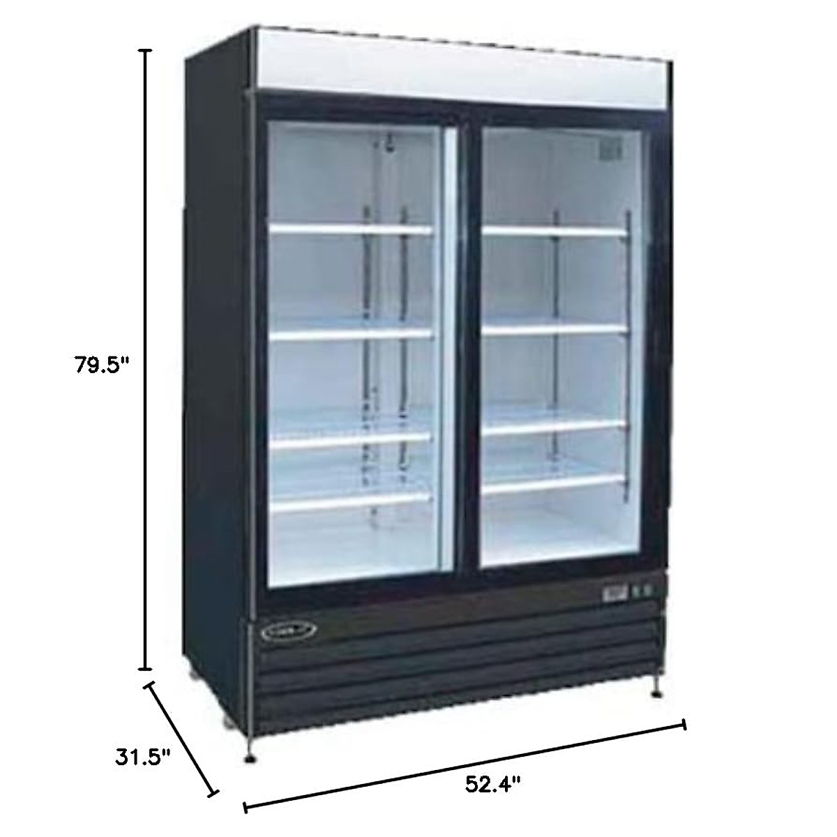 Kool-It KSM-50 52-2/5" Two Door Refrigerated Merchandiser, 40.8 Cubic Feet, Black