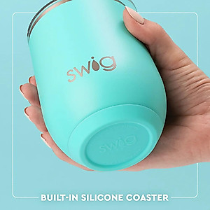 Swig Life 12oz Wine Tumbler with Lid, Stainless Steel, Dishwasher Safe, Portable, Triple Insulated Wine Tumbler (Bella Rosa)