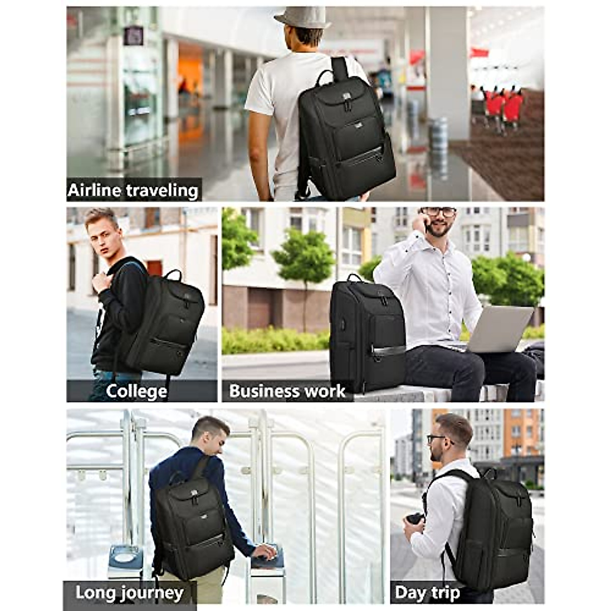 Travel Backpack for Men, TSA Approved Laptop Backpack Large Business Backpack for Men 17.3 Inch Water Resistant Computer Backpack with USB Charging Port, Work College School Bookbag for Men and Women